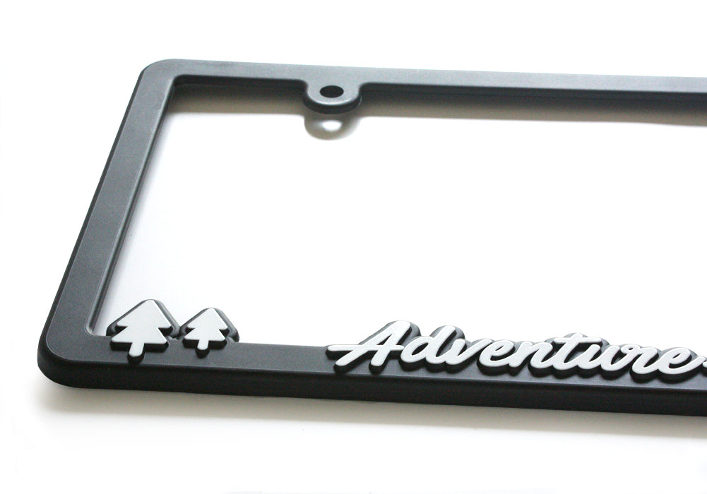 "Adventure Awaits" - Raised License Plate Frame by Wonder Plate Frames